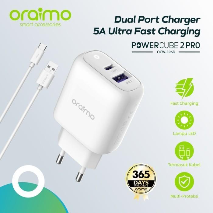 Jual Oraimo Charger Original Dual Port Smart Ultra Fast Charging OCW ...