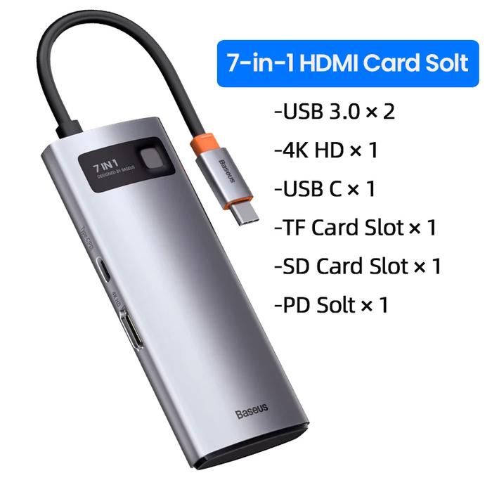 Jual Baseus 8 in 1 USB Type C Hub Adapter USB 3.0 4K 60Hz Docking ...