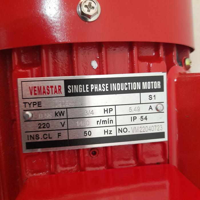 Jual motor Listrik 1 phase 3/4 Hp 4 pole 1400 rpm merk vemastar dan ...