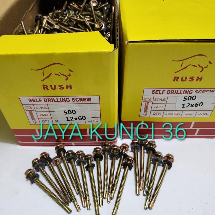 Jual Sekrup Roofing Kuning 12 X 60 / Baut Rofing Rofing 6 Cm RUSH ...