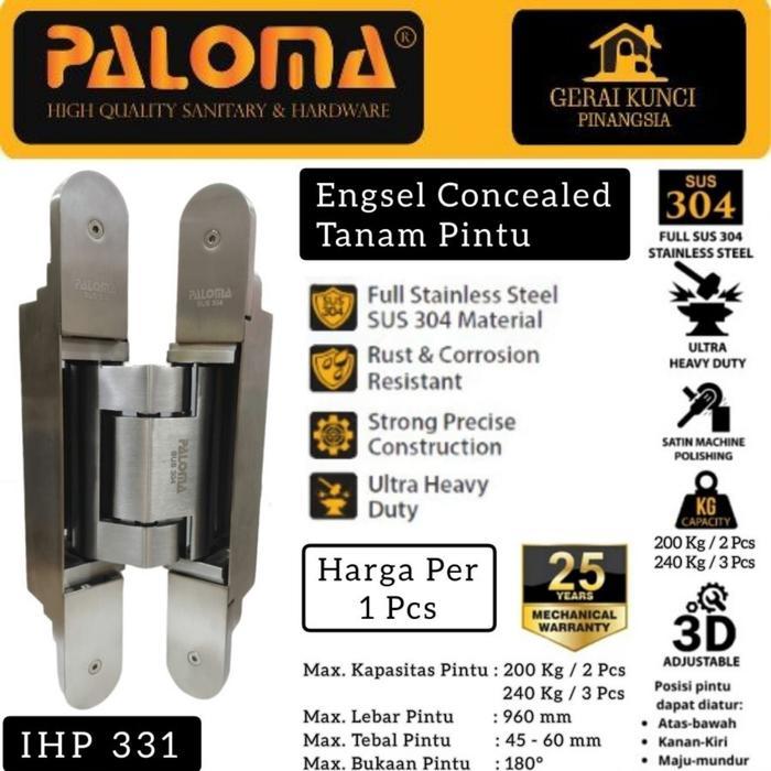 Jual Engsel Tanam Pintu Rumah Concealed Invisible Hinge sss PALOMA IHP ...