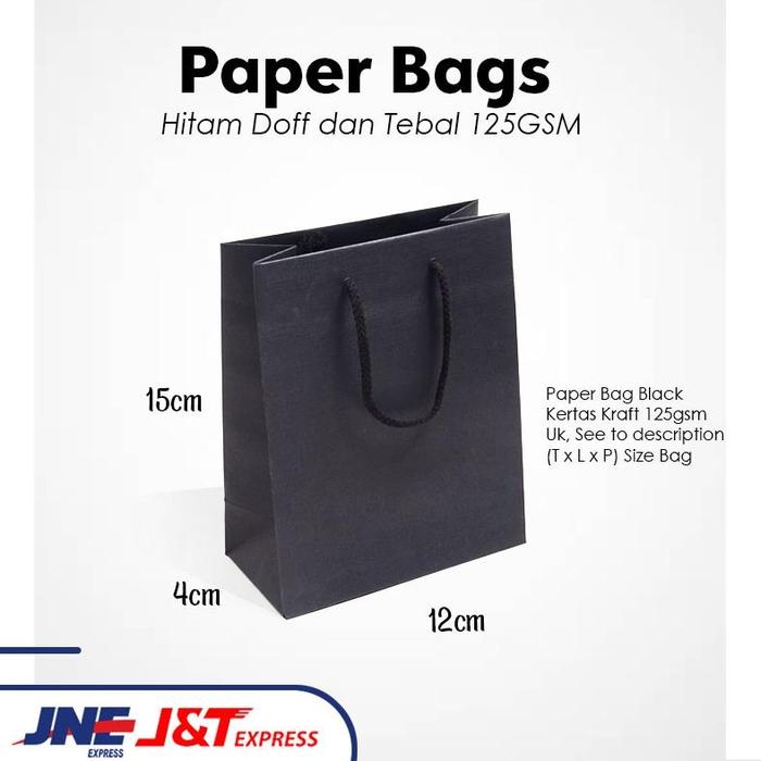 Jual Paper Bag Hitam Mini Uk. 15X4X12 Cm / Paper Bag Kado Packing ...