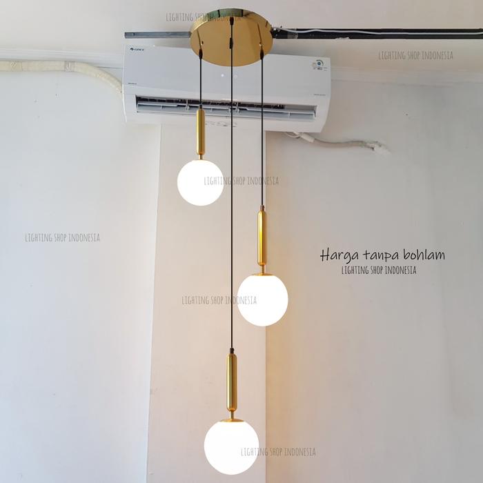 Jual Lampu gantung 3in1 gold kaca 15cm susu modern minimalis ruang tamu - Jakarta Pusat ...
