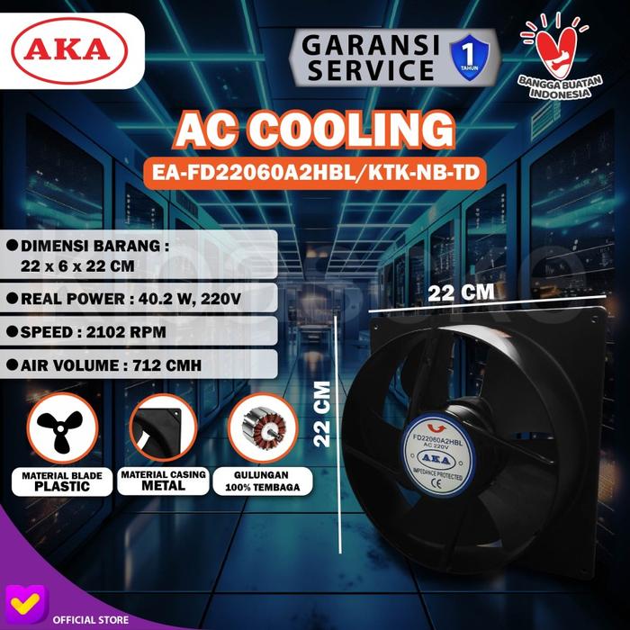 Jual Cooling Fan Panel Kotak 22CM EA-FD22060A2HBL/KTK-NB-TD 220V - Kota ...