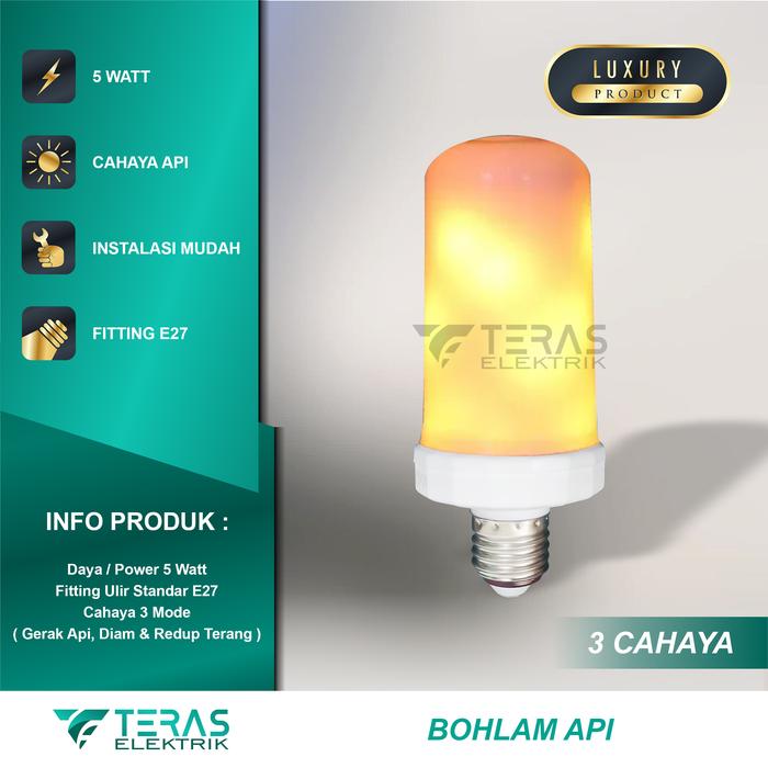 Jual Lampu bohlam LED efek api bulb cafe 5 watt fiting E27 bohlam obor ...