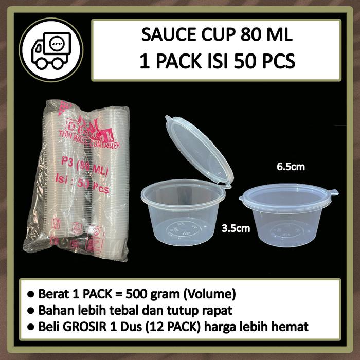 Jual Sauce Cup 80 ml Tutup Sambung Sambel Cup Saos 80 ml isi 50 pcs ...