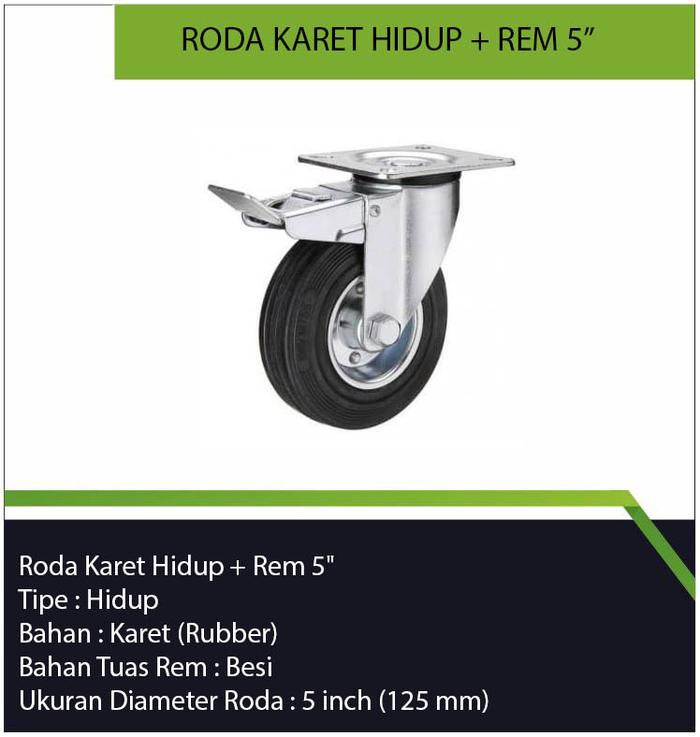 Jual Roda Karet Hidup + Rem 5 inchi / Roda Troli - Kota Semarang ...