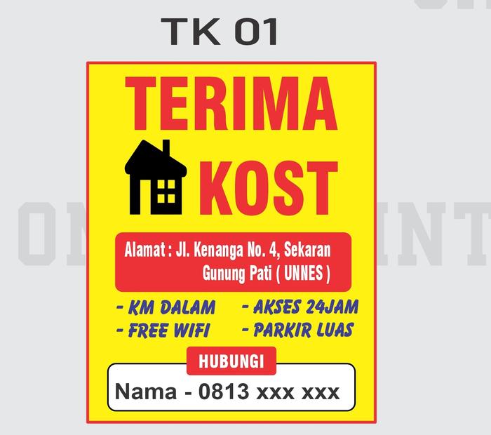 Jual Banner Terima Kos / Spanduk Kost I cetak Spanduk Kos-kosan Besar ...