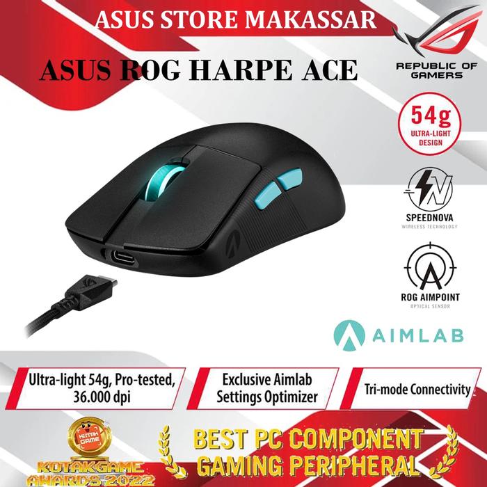 Promo Asus ROG Harpe Ace Aim Lab Edition Gaming Mouse, 54g Ultra-Lightweigh Cicil 0% 3x - Kota ...