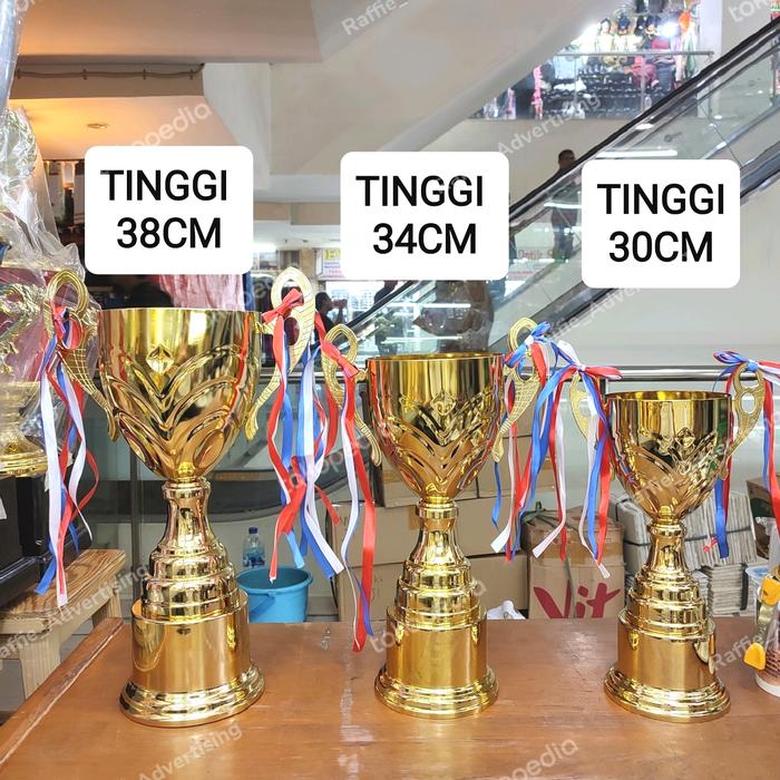 Jual trophy metal cup terbuka 1 set kecil, bahan metal kuningan premium ...
