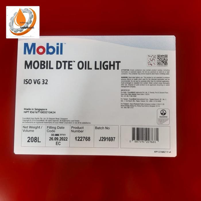 Jual MOBIL DTE OIL LIGHT (iso VG 32) Oil Original Drum 208liter - Kota ...