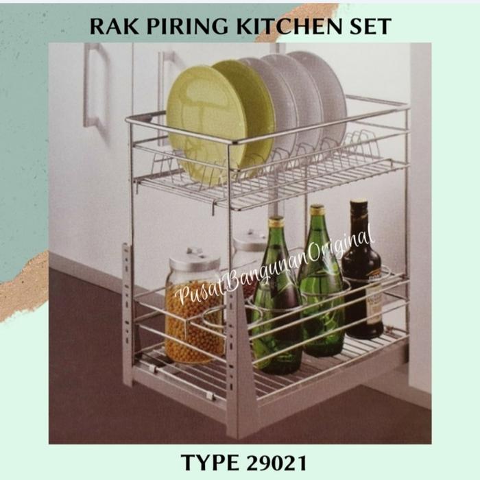 Jual RAK PIRING KITCHEN SET RAK BOTOL GELAS TARIK MODEL VITCO 29021 ...