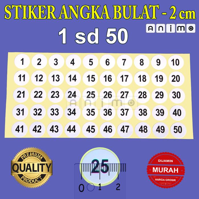 Jual LABEL - STIKER ANGKA BULAT 2 CM - ROUND NUMBER STICKERS 2 CM - 1 ...