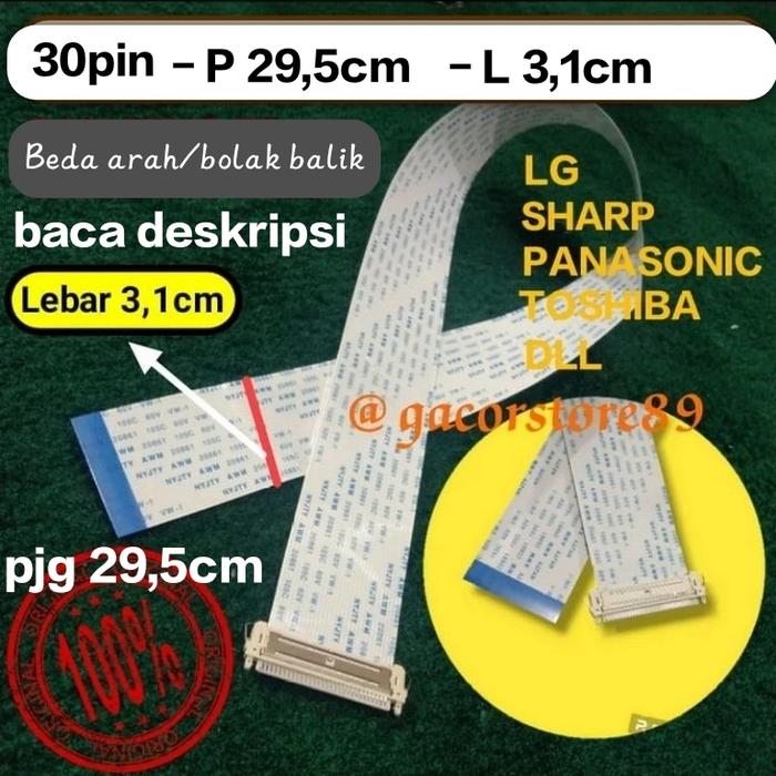 Jual kabel LVDS ffc pfc 30 Pin spasi pitch 1.0mm panjang 50 cm beda arah - Kab. Tangerang ...