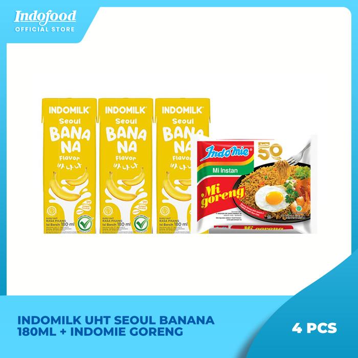 Jual 3 Pcs - Indomilk UHT Seoul Banana 180ml + Indomie Goreng - Kota Tangerang Selatan ...
