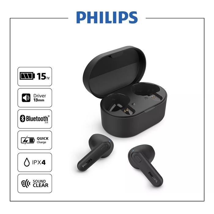 Promo PHILIPS TAT1138 Black Sport True Wireless With AI Mic for Clear ...