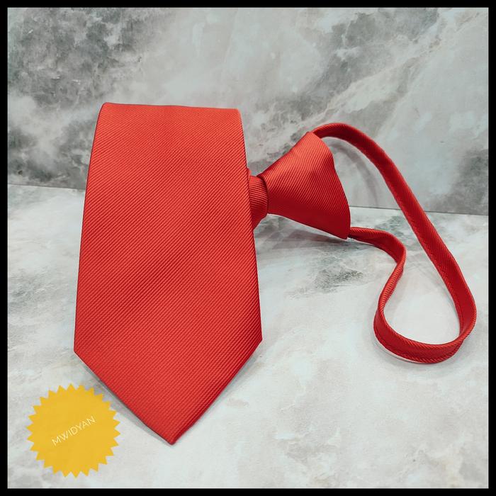 Jual dasi pria dasi instan/Zipper merah polos dasi siap pakai - merah ...
