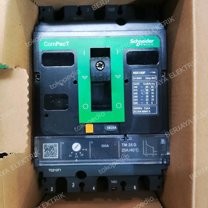 Jual MCCB NSX100F 3P 25A 36KA Adjustable 18-25A C10F3TM025 SCHNEIDER ...
