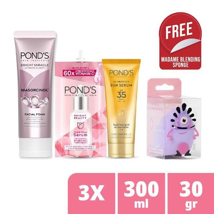 Promo PONDS Bright Beauty Bundle & UV Serum Spf 35 + Blending Sponge - - Unilever Mall | Tokopedia