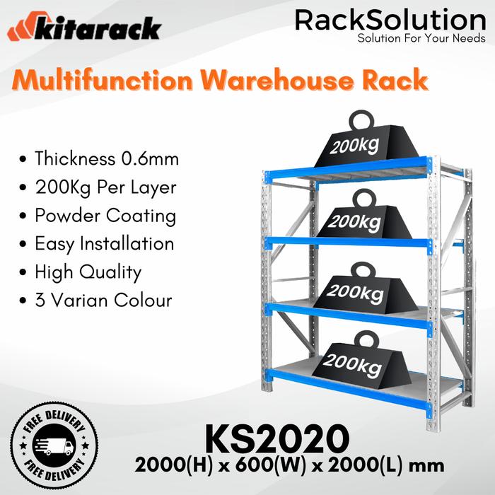 Promo KITARACK KS2020 STARTER Rack Gudang 2 Meter Multifungsi 200KG 4 ...