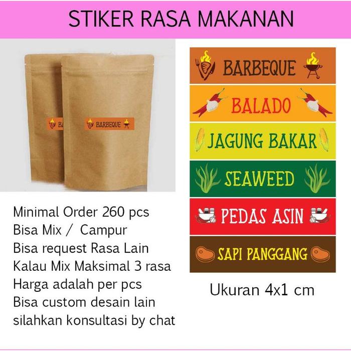 Jual Stiker nama rasa makanan sticker label rasa makanan bisa custom ...