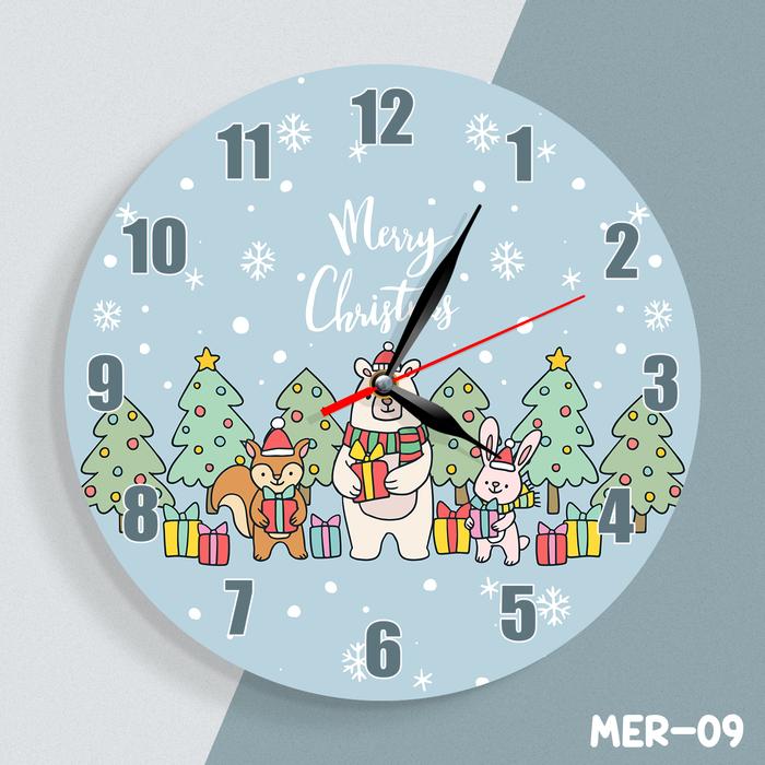 Jual Jam Dinding Souvenir Natal Hadiah Jam Kayu Tahun Baru MER-09 - MER ...