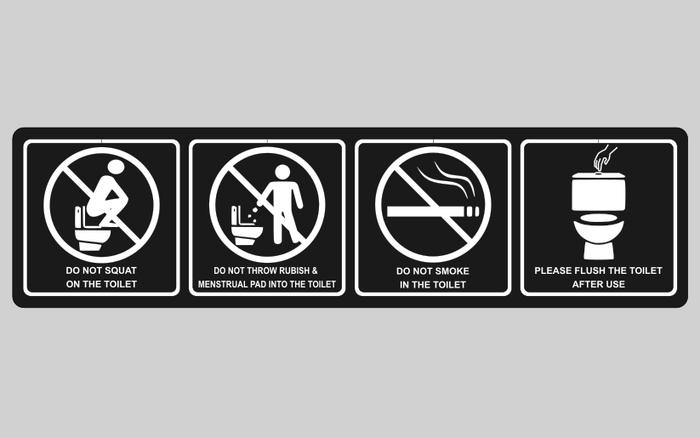 Jual toilet sign akrilik larangan in english 8x25cm | Sign Board ...