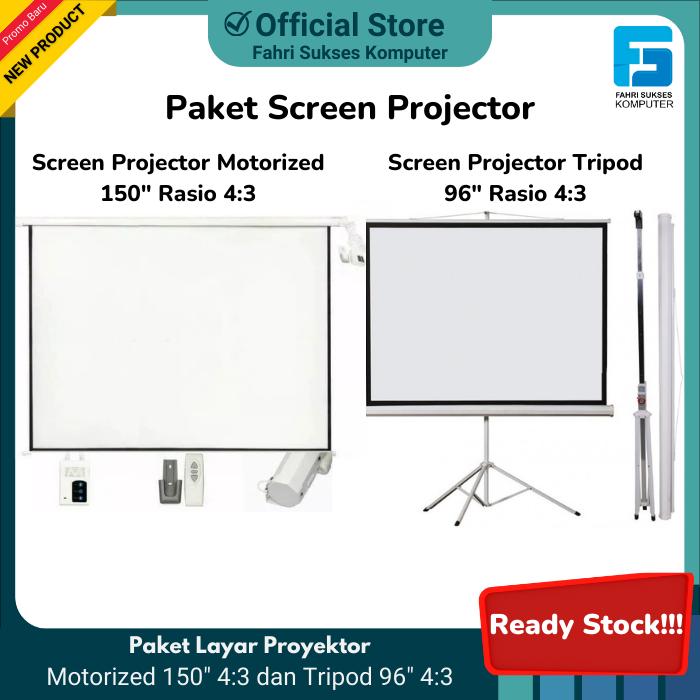 Jual Paket Layar Proyektor Motorized 150" With Layar Proyektor Tripod ...