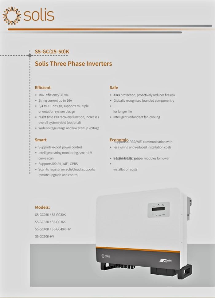 Jual Solis S5-GC30K Ongrid Gridtie 30 KW 3 Phase Three MPPT Inverter - Kota Surabaya - Surabaya ...