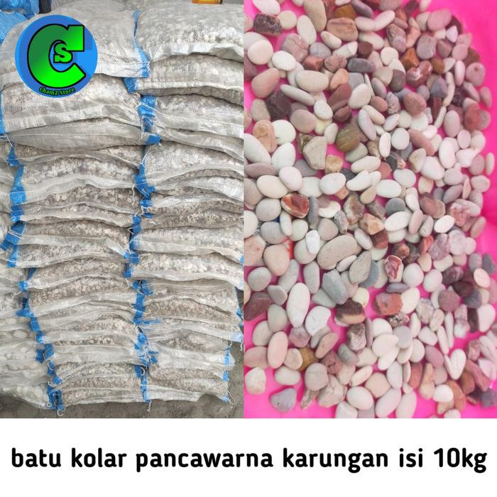 Jual batu kolar pancawarna 10kg / batu pacawarna karungan / batu koral ...