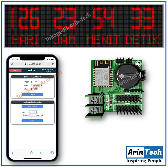 Jual Kontroller Hitung Mundur Hari - Countdown Hari 2x4 P10 WiFi - Kab. Lampung Tengah - Arin ...
