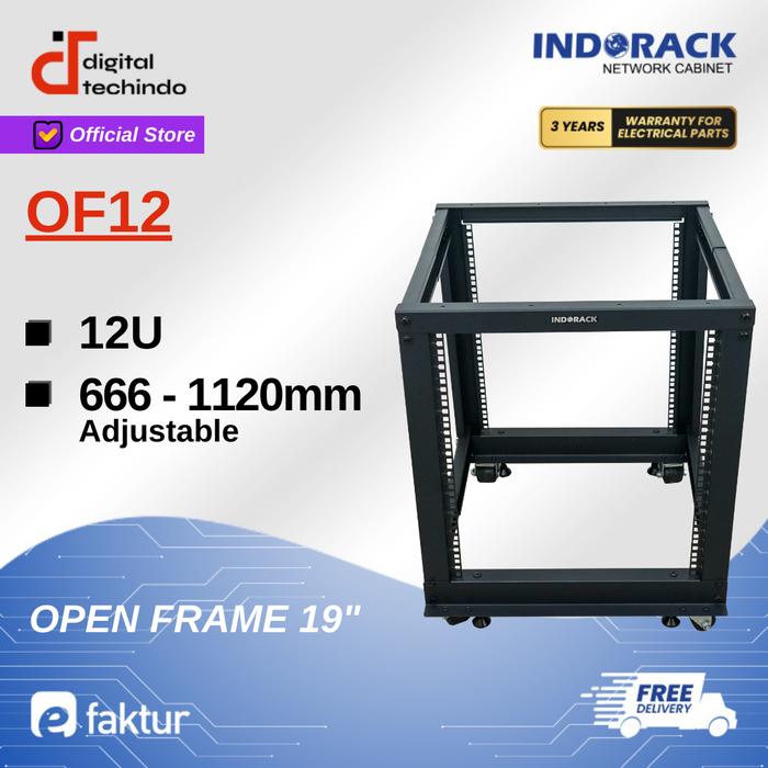 Promo OF12 Open Frame 12U INDORACK Depth Adjust 666 - 1120mm Rak Server Cicil 0% 3x - Jakarta ...