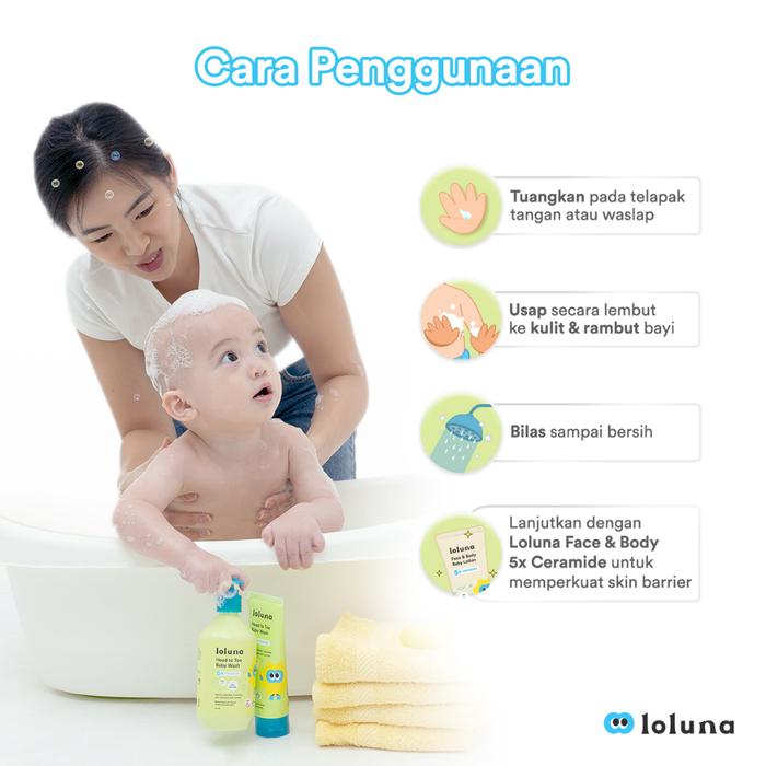 Jual Loluna Head To Toe Baby Wash Sabun Sampo Mandi Bayi 300 Ml Di ...