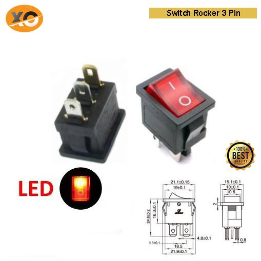 Jual Saklar On Off Listrik Switch Rocker 3 Pin Stop Kontak Gepeng Mini ...
