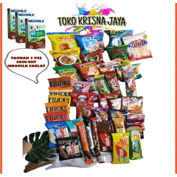 Jual Paket Ngemil Dapat 40 Item Snack Beragam Tambahan 3 Susu Uht ...