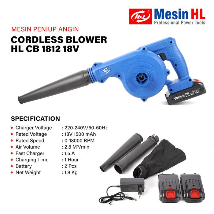 Jual HL Mesin Blower Tangan Baterai Cordless Blower 18V 2 Baterai ...