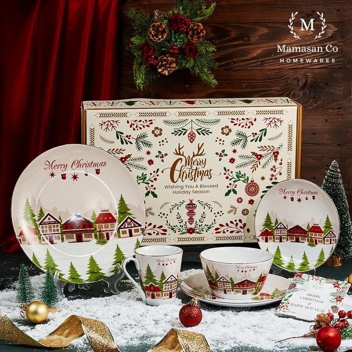 Jual The Christmas Town Gold Plated Dinnerware Set Gift Box Hamper ...