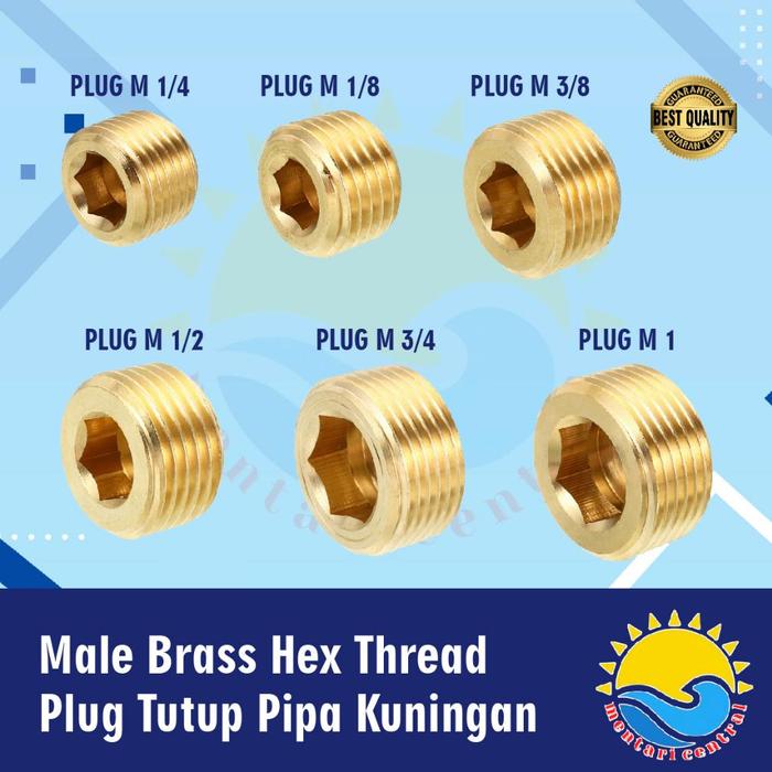Jual Plug Thread Male Tutup Pipa Kuningan 1' 1/2' 1/4' 1/8' 3/4 3/8 ...