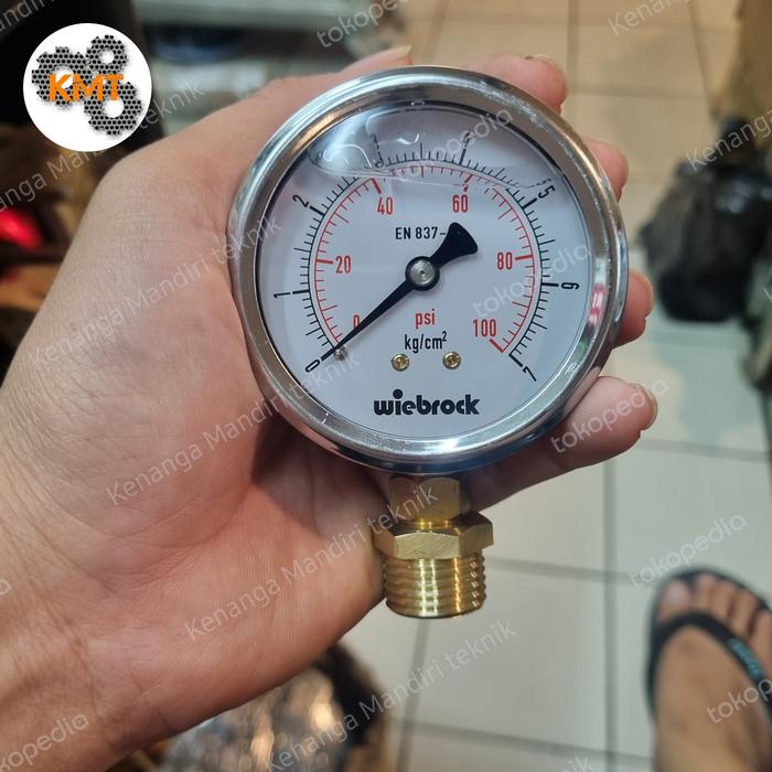 Jual 7 bar pressure gauge 2,5" raket drat 3/8" inch wiebrock - Jakarta ...
