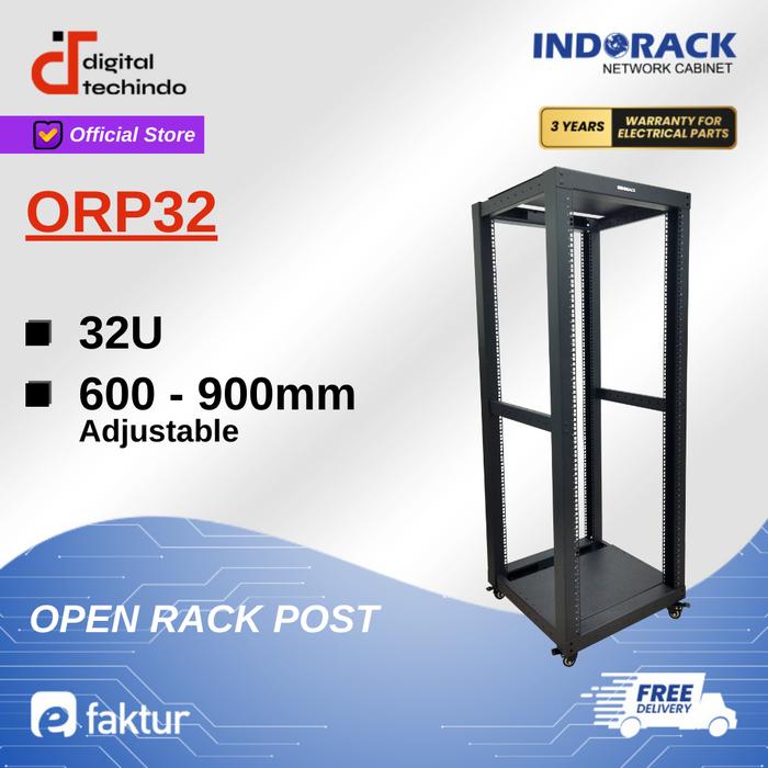 Promo ORP32 Open Rack Post 32U INDORACK Depth Adjust 600 - 900mm Rak ...