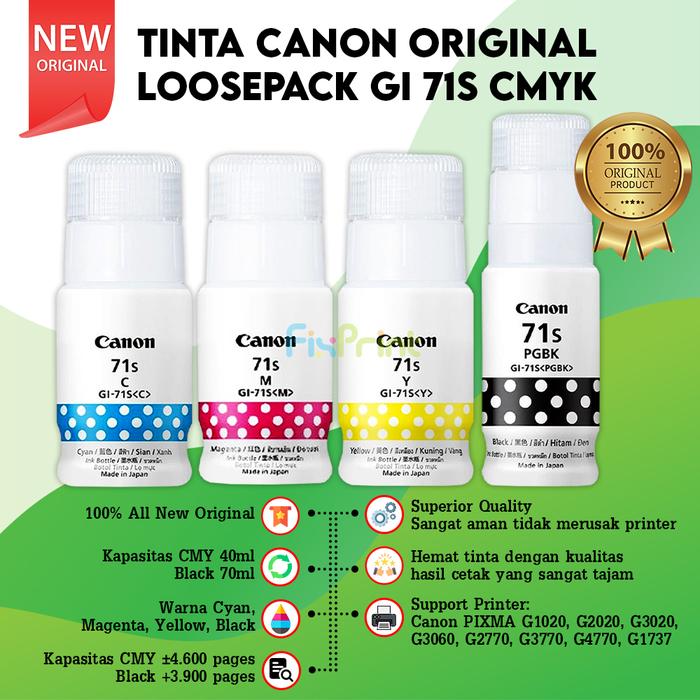 Jual Tinta Canon GI71s gi-71s Original G2770 G2020 G3020 G1730 G2730 ...
