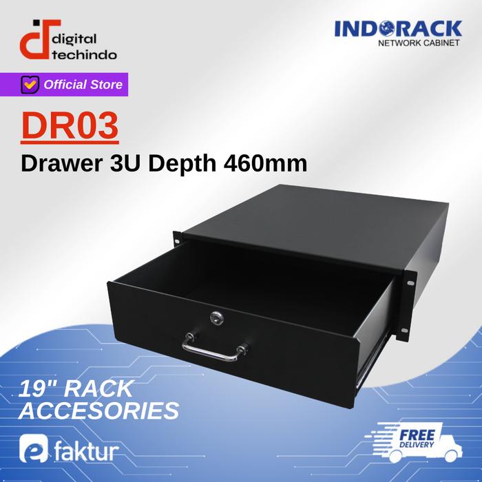 Promo DR03 Drawer 3U Depth 460mm INDORACK Accessories Rackmount Drawer ...