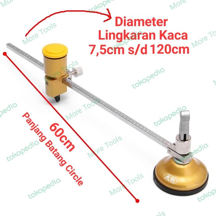 Jual Alat Jangka Pemotong Kaca lingkaran 50cm Circle Glass Cutter 360 ...
