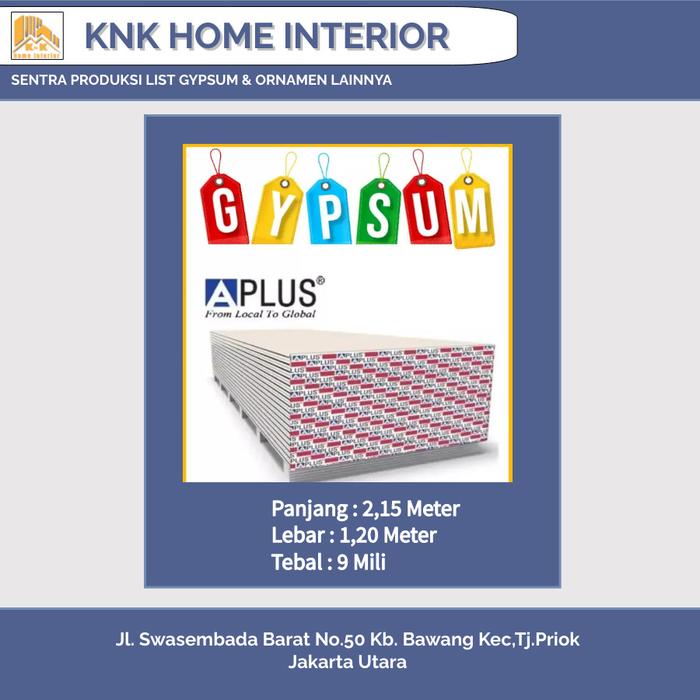 Jual Gypsum / Gypsum Aplus / Gypsum Plafon / Gypsum 1,20 x 2,15 x 9mm ...