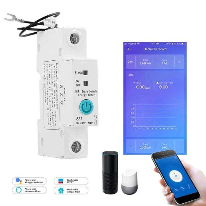Jual MCB iot Wireless Remote Control Smart Switch Voice Control KWH ...