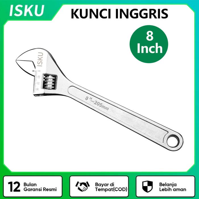 Jual ISKU Kunci Inggris 8 inch Alat Perkakas Adjustable Wrench Chrome ...