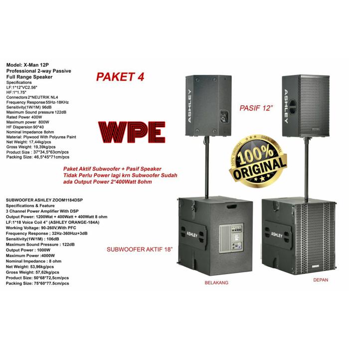 Jual speaker ashley paket xman 12p plus subwoofer zoom1184dsp + kayu ...