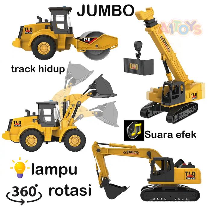Promo Mainan truk konstruksi excavator traktor crane bulldoser forklift ...