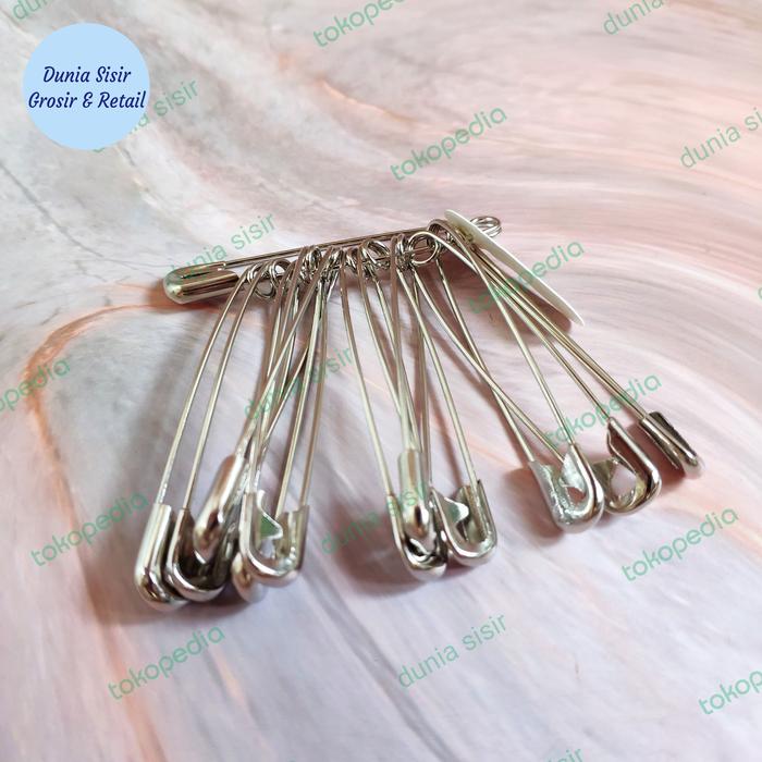 Jual peniti sun jumbo besar kasur 5cm isi 12 pcs - silver 5 cm ...