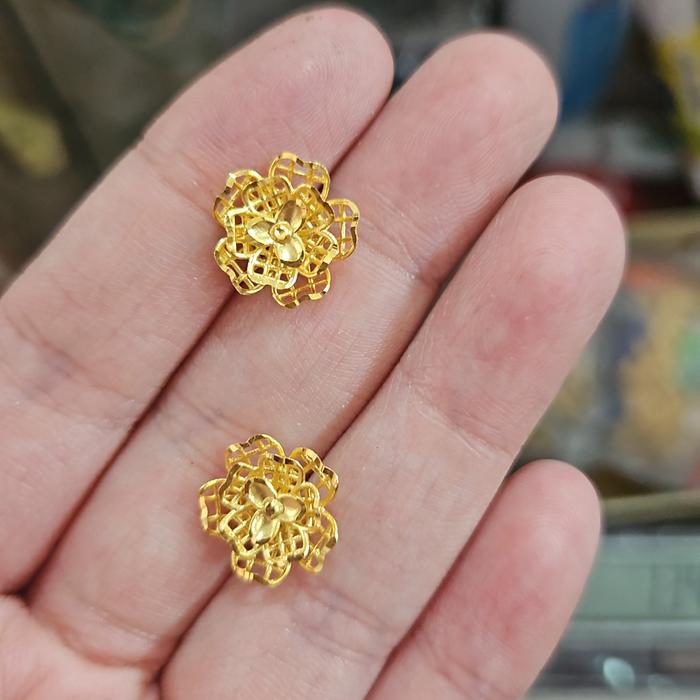 Jual Giwang bunga kendari kuning anting tusuk kembang emas asli 700 ubs ...